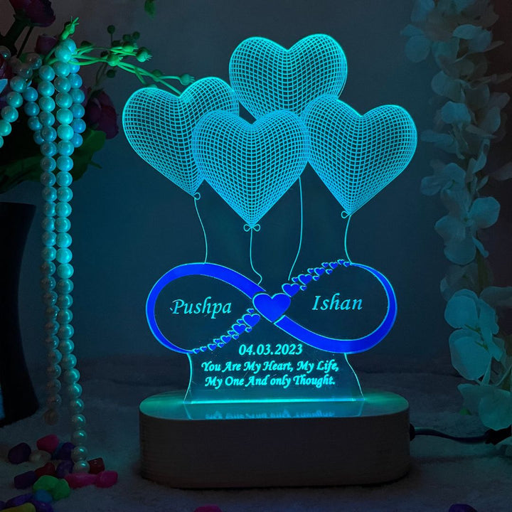Personalized 3D illusion Name Acrylic LED Table Lamp | Infinity Symbol ...